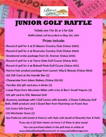 Junior Golf Raffle | Bidwell Park Golf Course